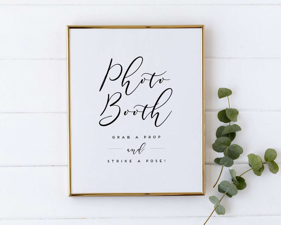 Photo Booth Sign, Elegant, Modern, Simple, Wedding, Bridal Shower ...