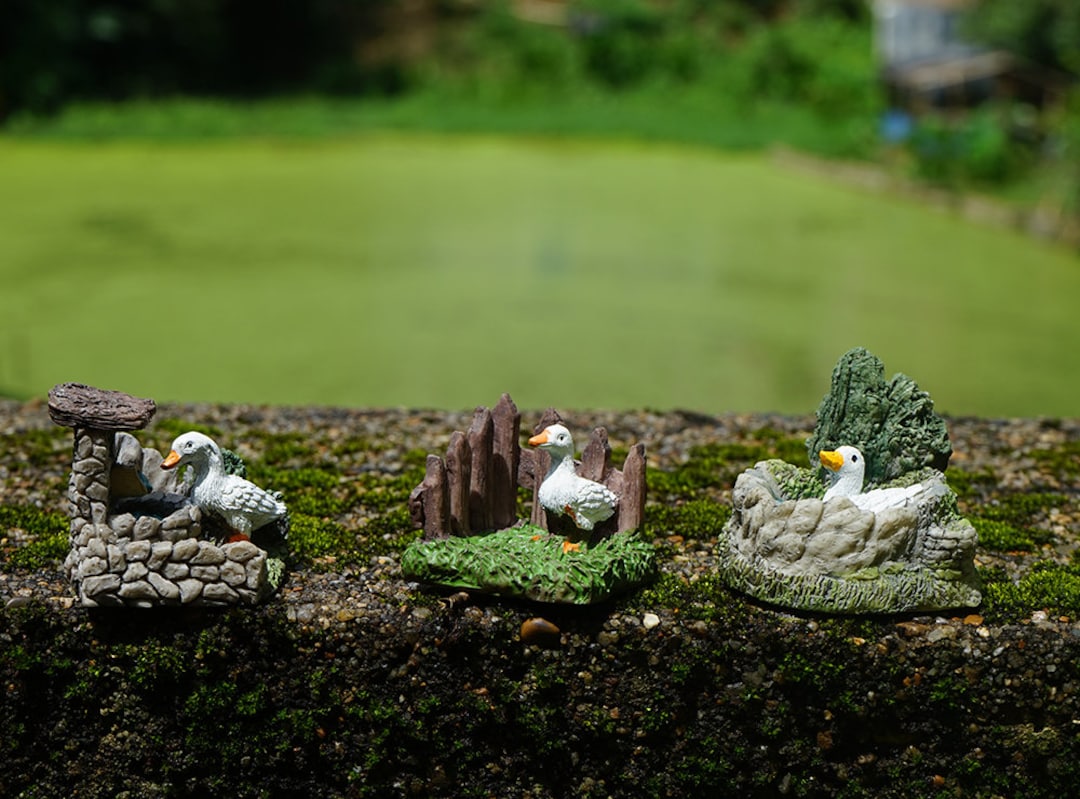 Miniature Tiny White Funny Duck Play Figurine , Miniature Gardening ...