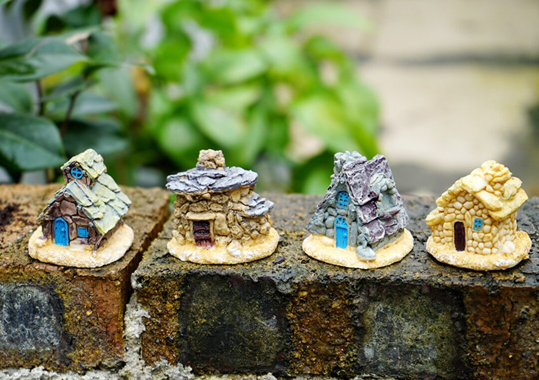 A Set of 4 Pcs Fairy Garden Accessories Fairy Stone House , Miniature ...