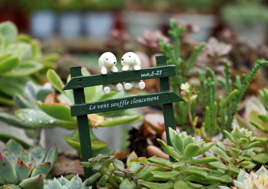 Fairy Garden Accessories Small Dogs Signpost Miniature - Etsy