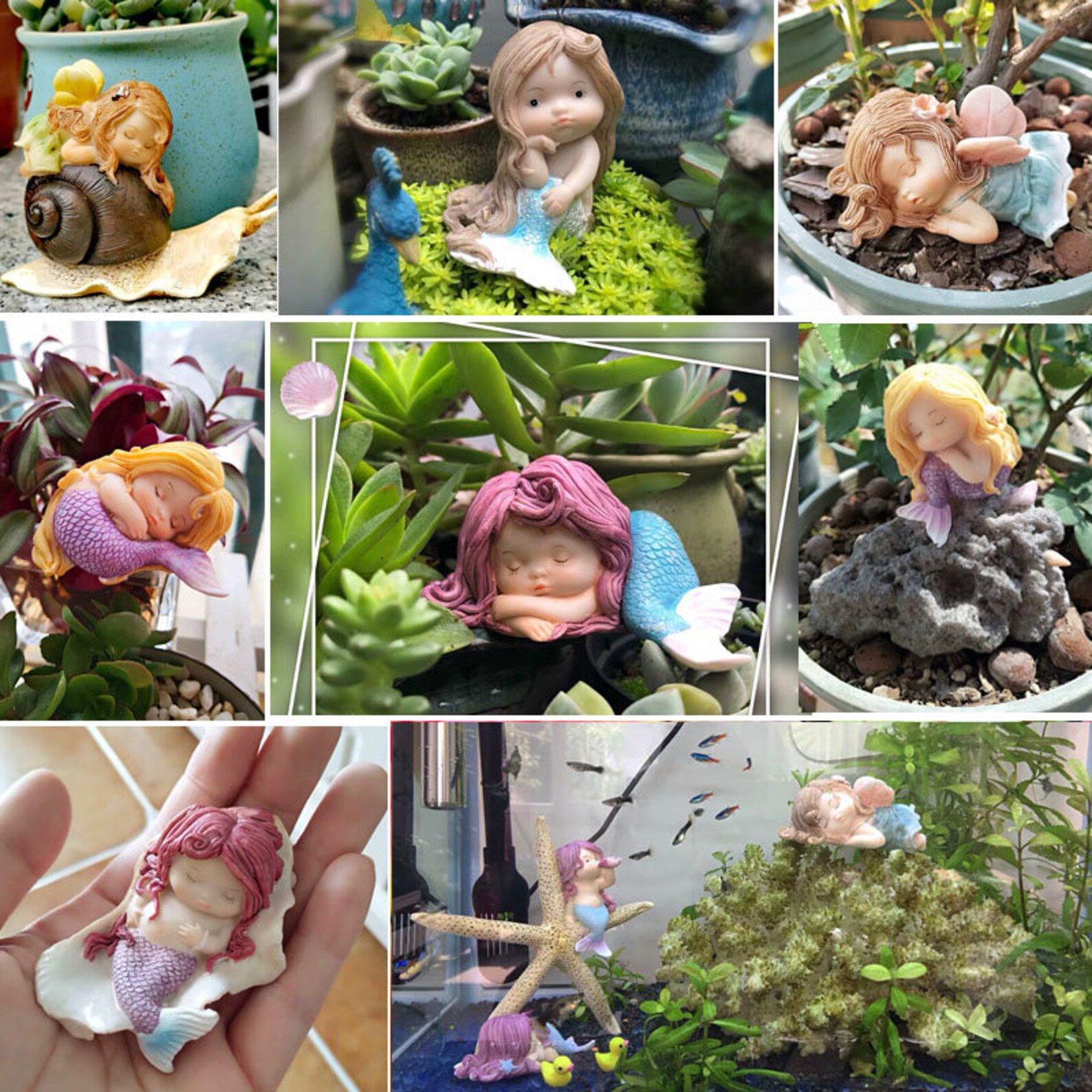 Miniature Mermaid Sleeping in Conch Miniature Gardening - Etsy