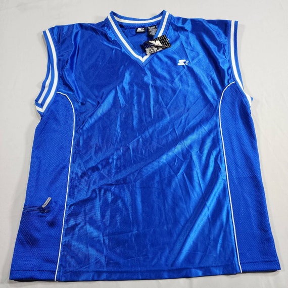NWT Starter Blue Satin Muscle Basketball Shirt Mens XL - Gem