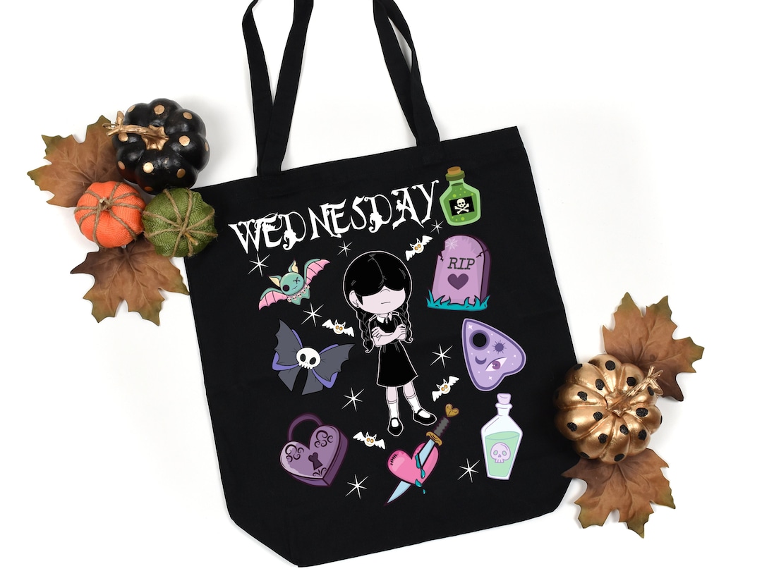 Wednesday Addams Tote Bag, Wednesday TV Series Merch, Wednesday Tote ...