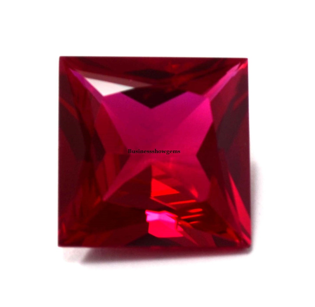 Ruby Square Princes Cut AAA Rated Lab Created Synthetic Corundum ...