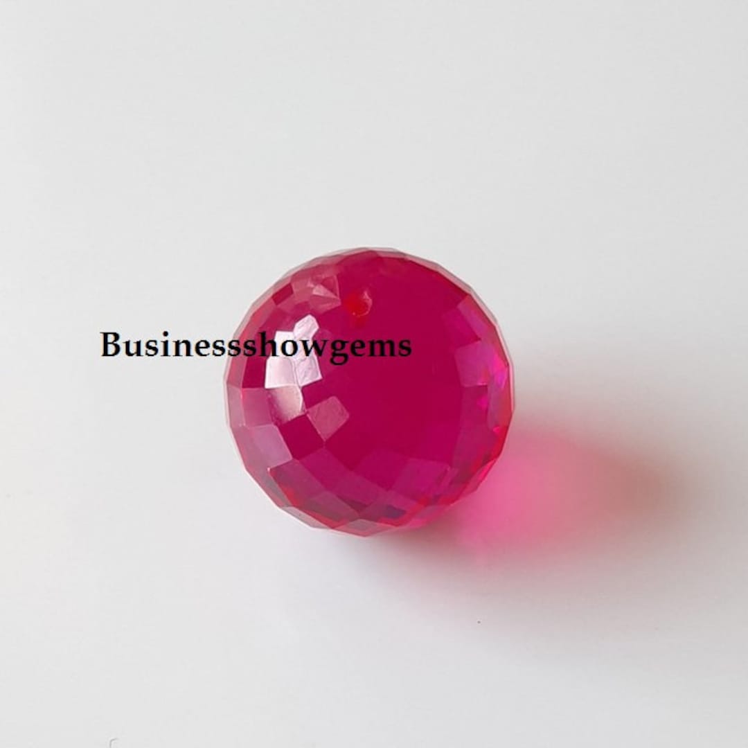 AAA Rated Round Balls With Drill Beads Faceted Lab Created Ruby Ball ...