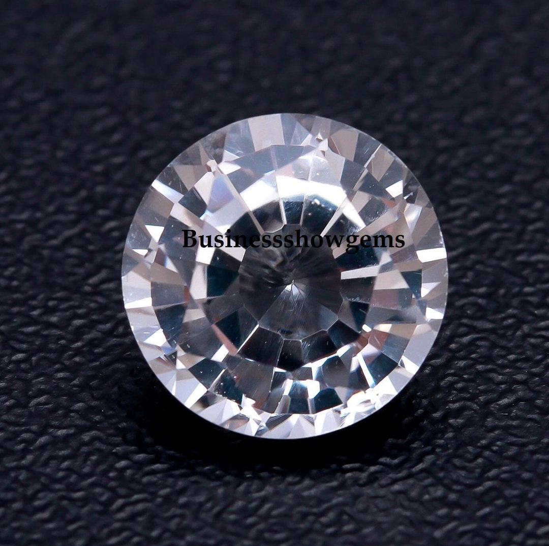 White Synthetic Corundum AAA Rated Lab Created Sapphire Round Step Cut ...