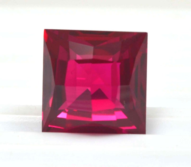 AAA Rated Find Hand Cut Red Ruby Square Checker Cut Faceted Lab Created ...