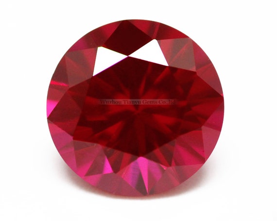 AAA Rated Handcut Bright Red Lab Created Ruby Round Faceted - Etsy