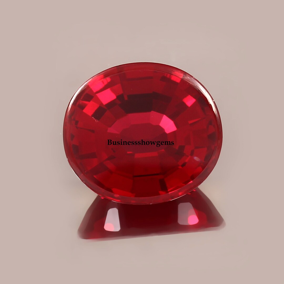 AAA Lab Grown Synthetic Corundum Bright Red Ruby Top Side Plain & Back ...