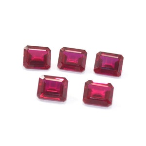 AAA Rated Lab Created Dark Red Ruby,(3no) Octagon 3x4mm-15x20mm ...