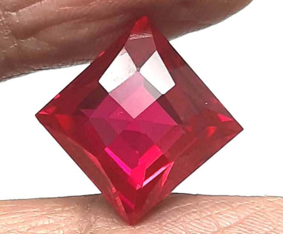 AAA Rated Find Hand Cut Red Ruby Square Checker Cut Faceted Lab Created ...