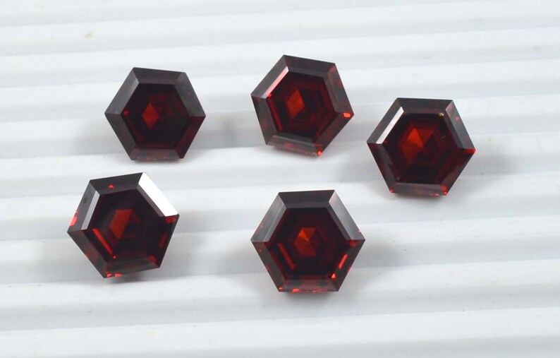 A++ Quality Lab Created Red Garnet Synthetic Corundum Hexagon Shape Cut ...