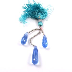 Faceted Tear Drops AAA Rated Lab Created Blue Hydro Quartz Cut Gemstone ...