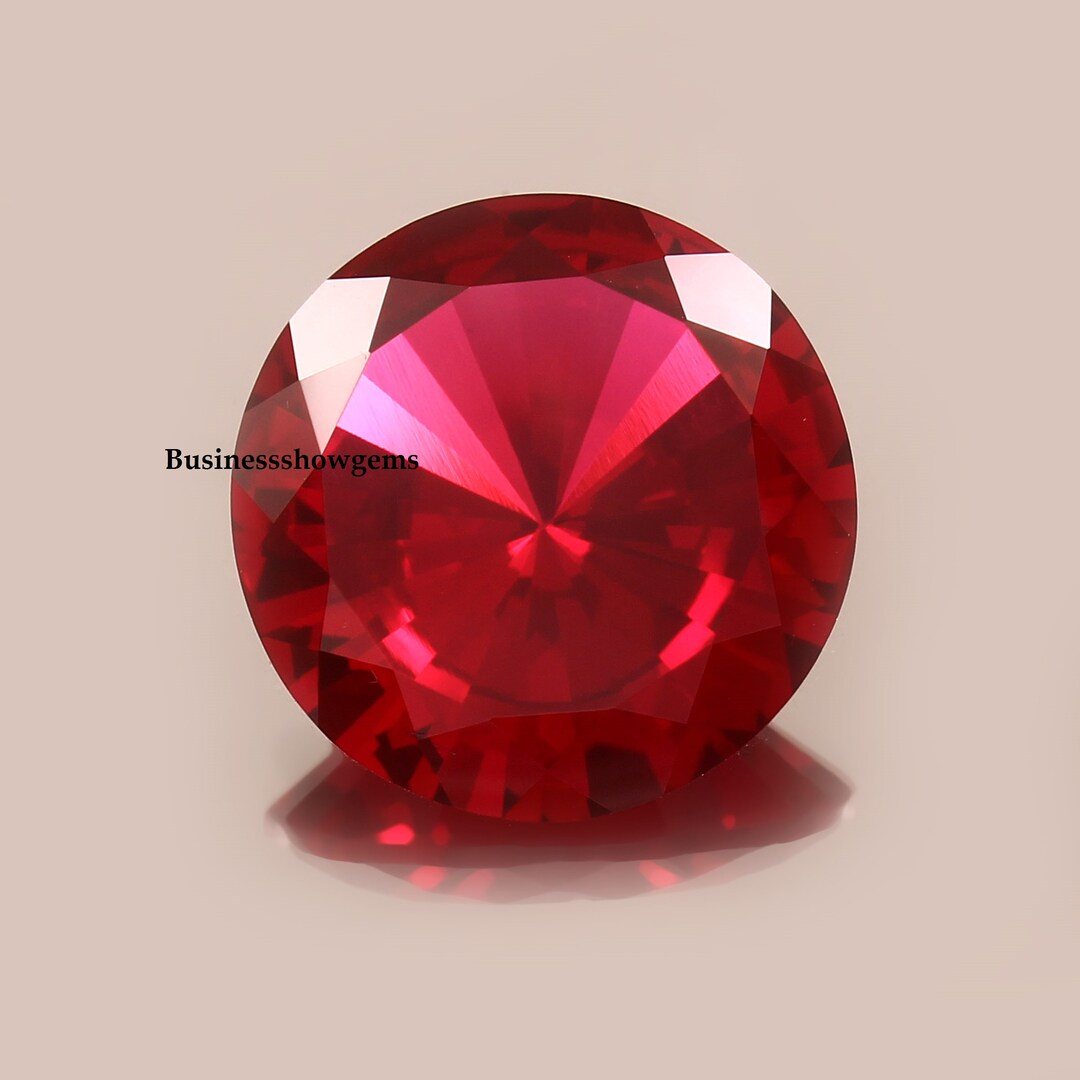 A++quality Lab Grown Diamond Cut Round Ruby 3mm-20mm Synthetic Corundum ...