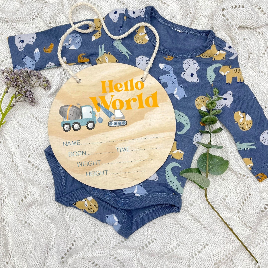 Birth Announcement Sign, Construction Baby Sign, Personalised Baby ...