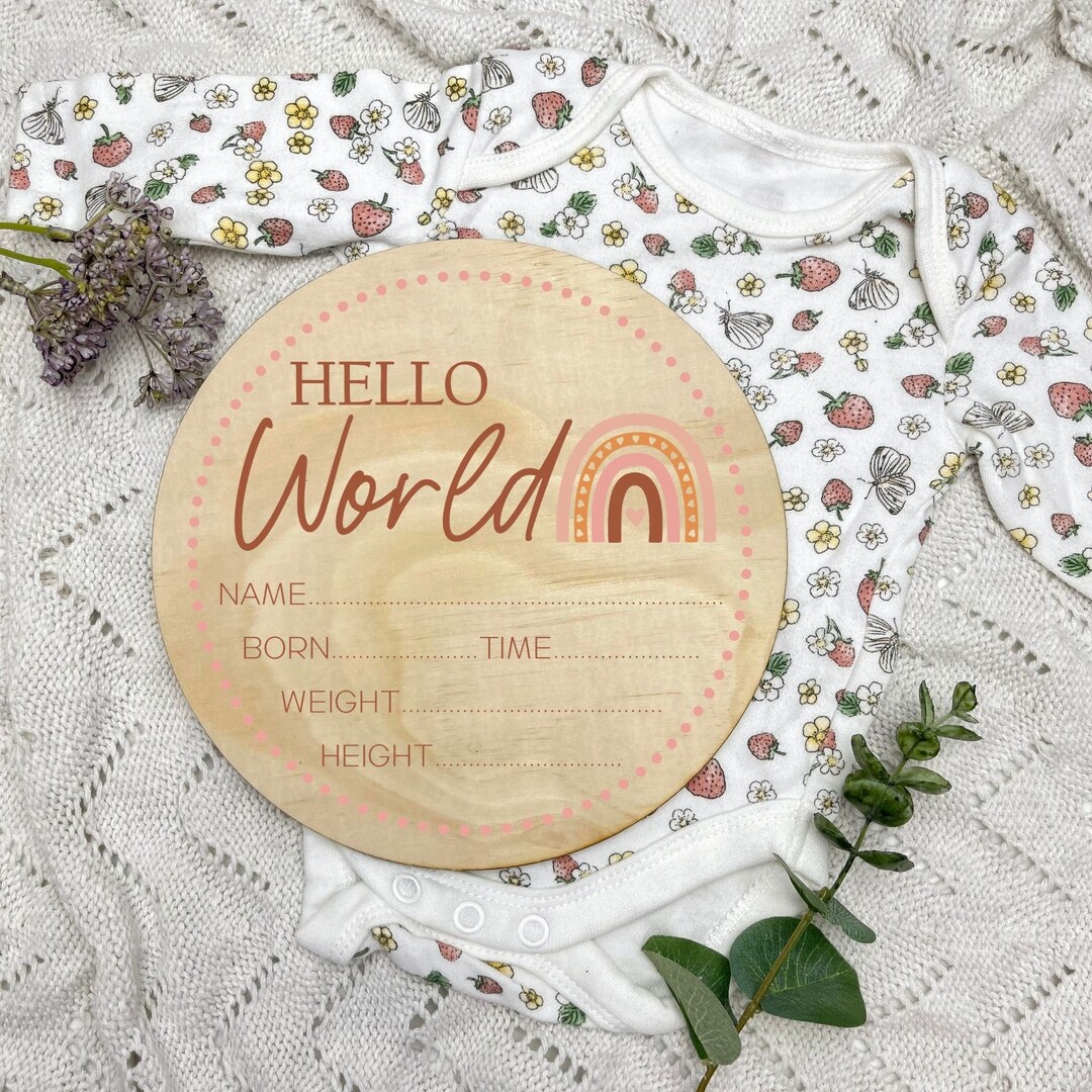 Birth Announcement Sign, Aesthetic Rainbows Baby Sign, Personalised ...