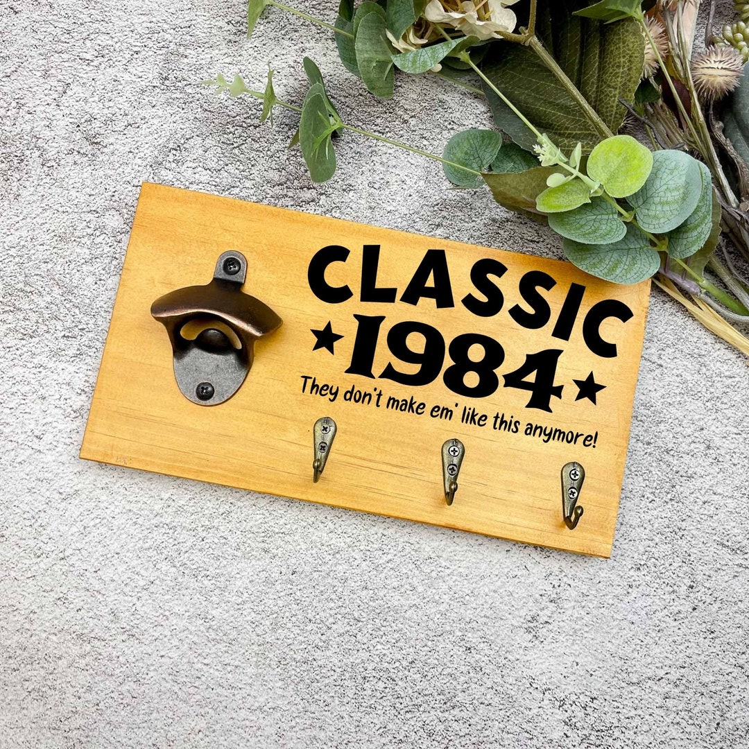 40th Birthday Bar Sign, 1984 Personalised Bar Sign, Bottle Opener Sign ...