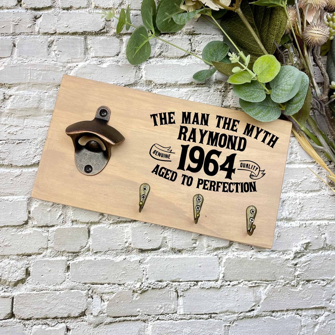 1964 Personalised Bar Sign, 60th Birthday Bar Sign, Bottle Opener Sign ...