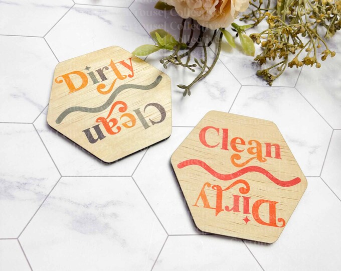 Clean Dirty Dishwasher Magnet Reversible Kitchen Organizing Label 3x3 ...