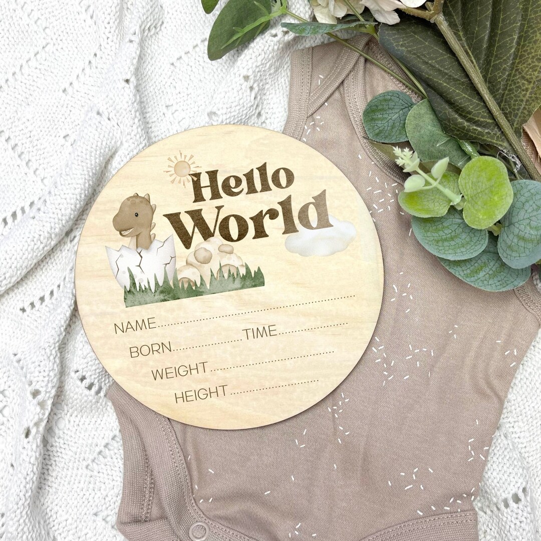Birth Announcement Sign, Dinosaurs Baby Sign, Personalised Baby Plaque ...