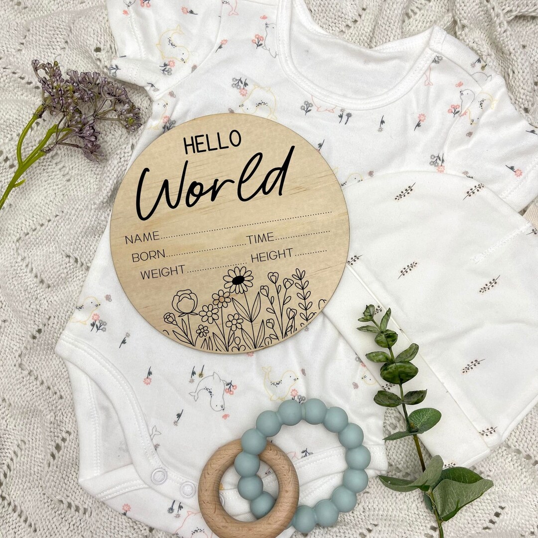 Birth Announcement Sign, Floral Baby Sign, Personalised Baby Plaque ...