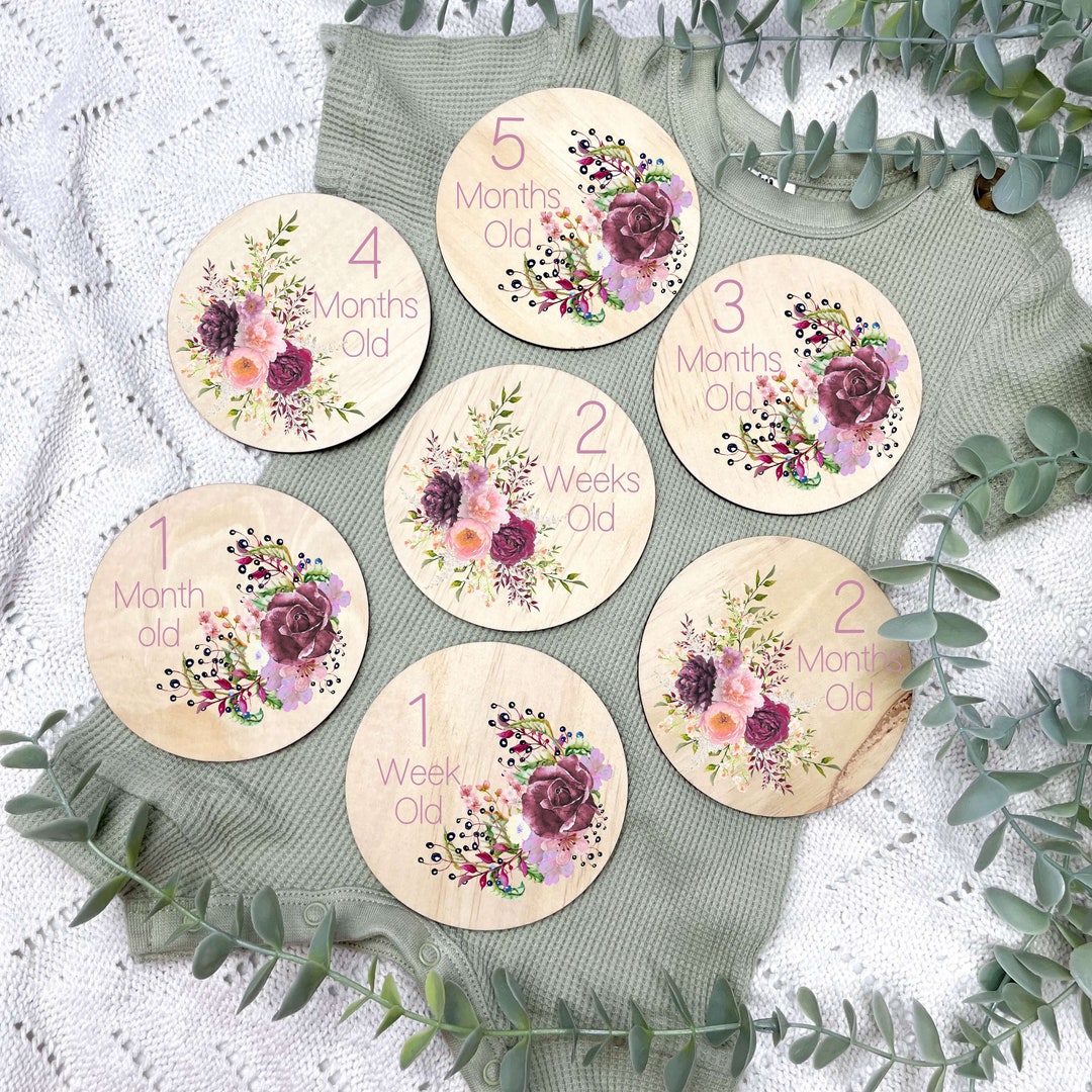 Floral Baby Milestone Discs, Floral Baby Milestone Cards, Floral ...