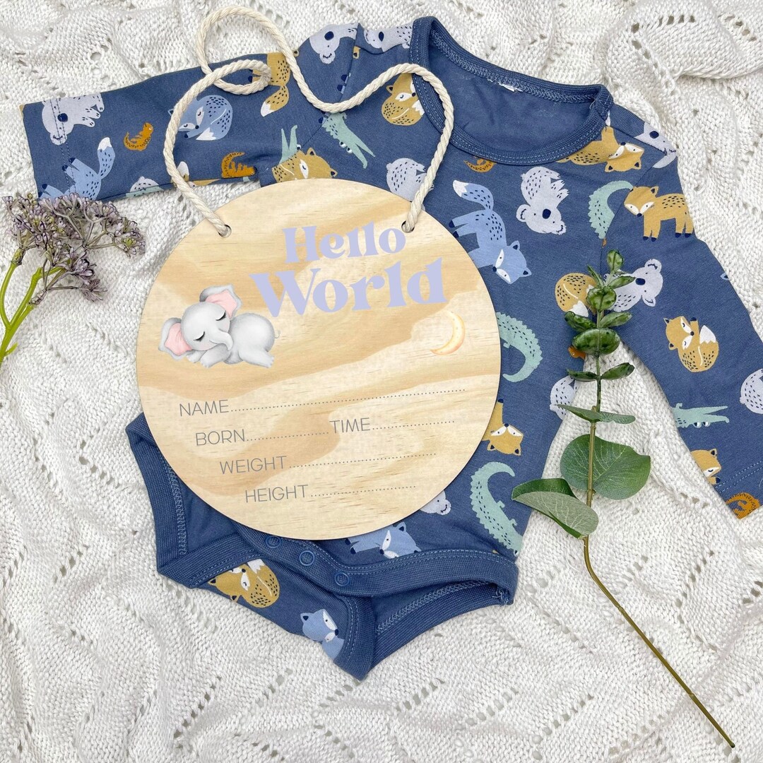 Birth Announcement Sign, Sleeping Animals Baby Sign, Personalised Baby ...