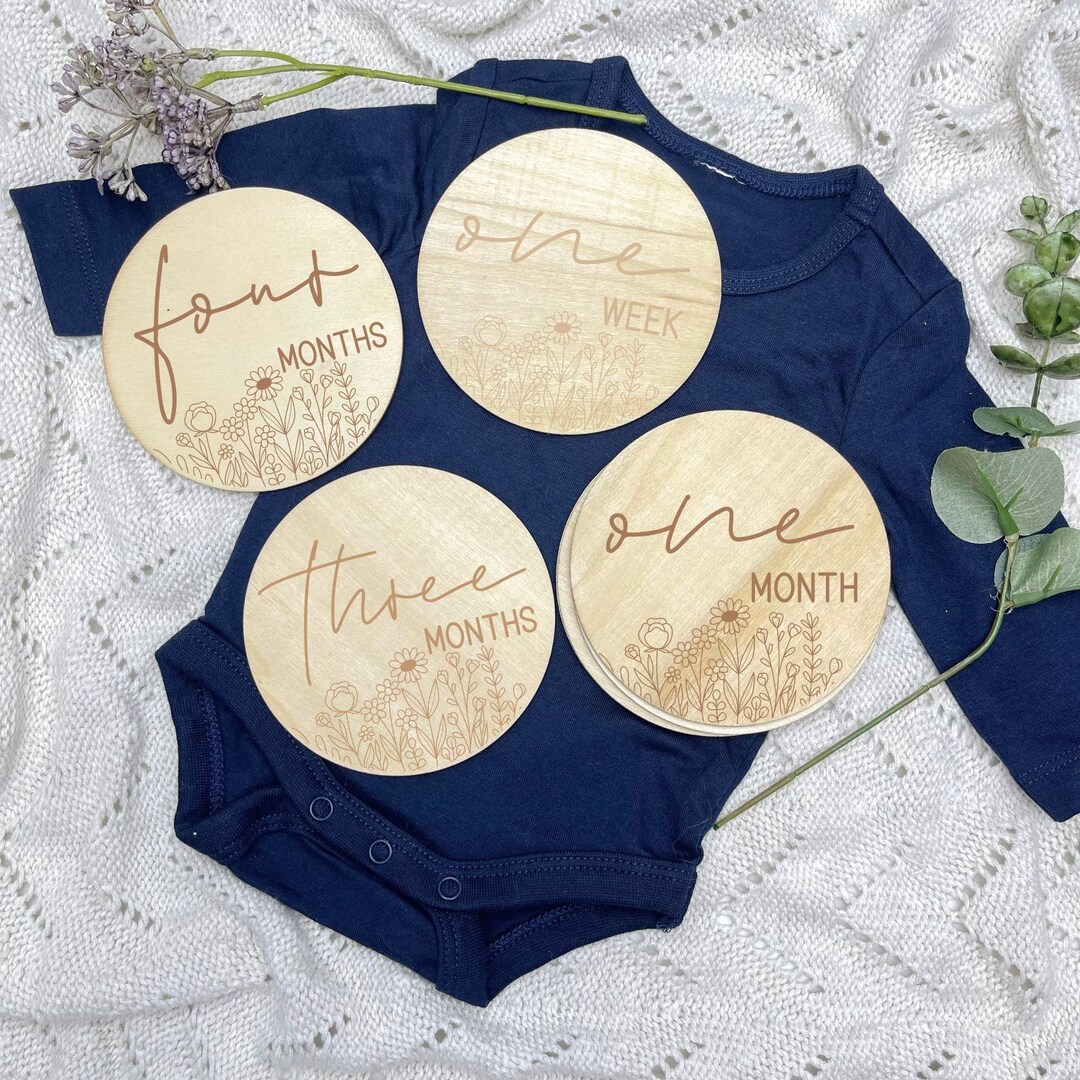 Floral Milestone Discs, Newborn Milestone Cards, Aesthetic Milestones ...