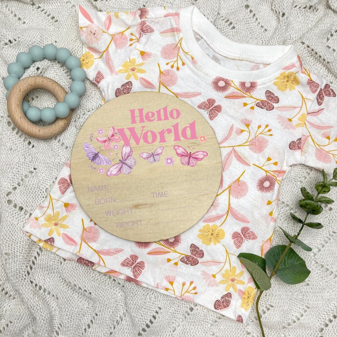 Birth Announcement Sign, Butterflies Baby Sign, Personalised Baby ...