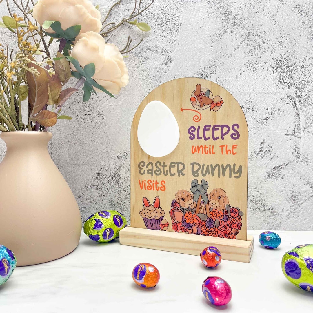 Easter Countdown Sign, A5 Plywood Arch With Chalkboard Egg, Bunny ...