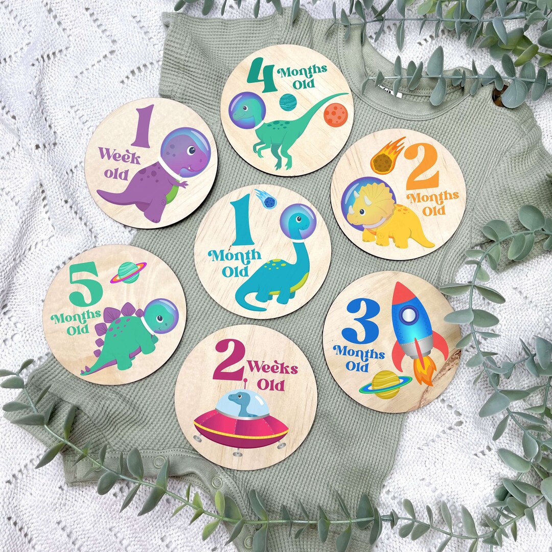 Dinosaurs Milestone Discs, Newborn Milestone Discs, Baby Milestone ...