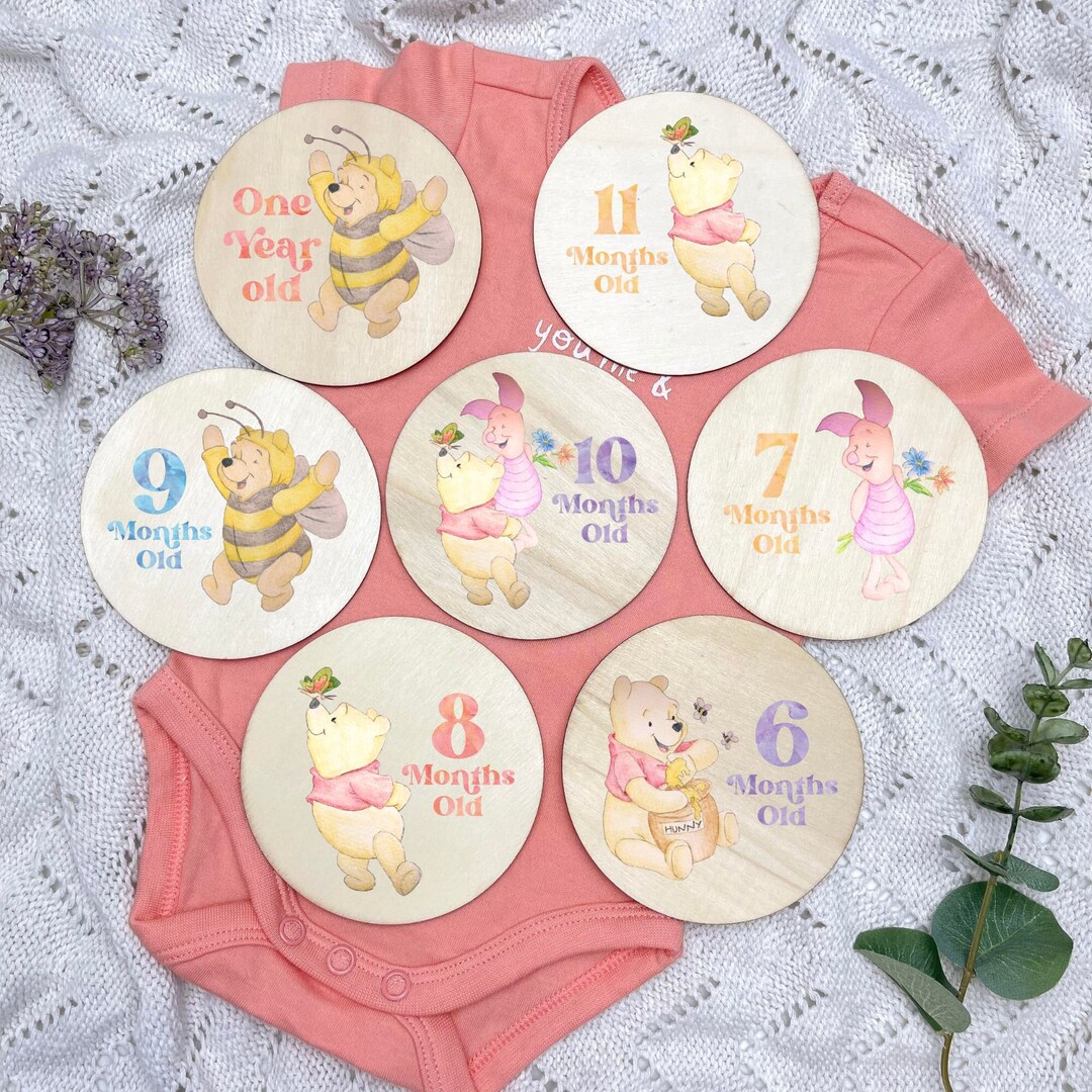 Winnie the Pooh Milestones Cards Pooh Bear Baby Milestones - Etsy