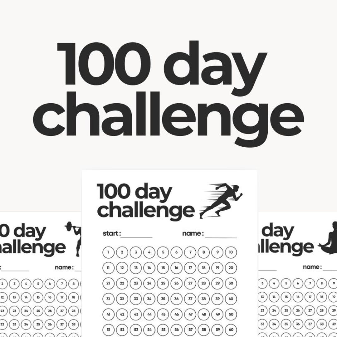 100 Day Challenge Printable, 100 Day Challenge Digital Ipad, Running ...
