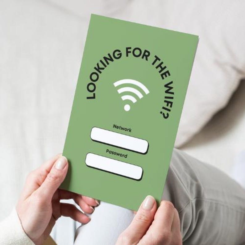 Wifi Sign Printable, Editable Wifi Password Sign Template, Modern Wifi ...