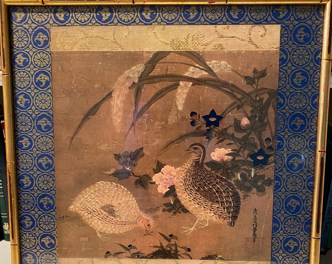 Tosa Mitsuoki Quails and Flowers Lithograph, Japanese Art - Etsy