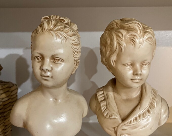 Pair of Alexander Backer Co. Girl and Boy Chalkware Bust - Etsy