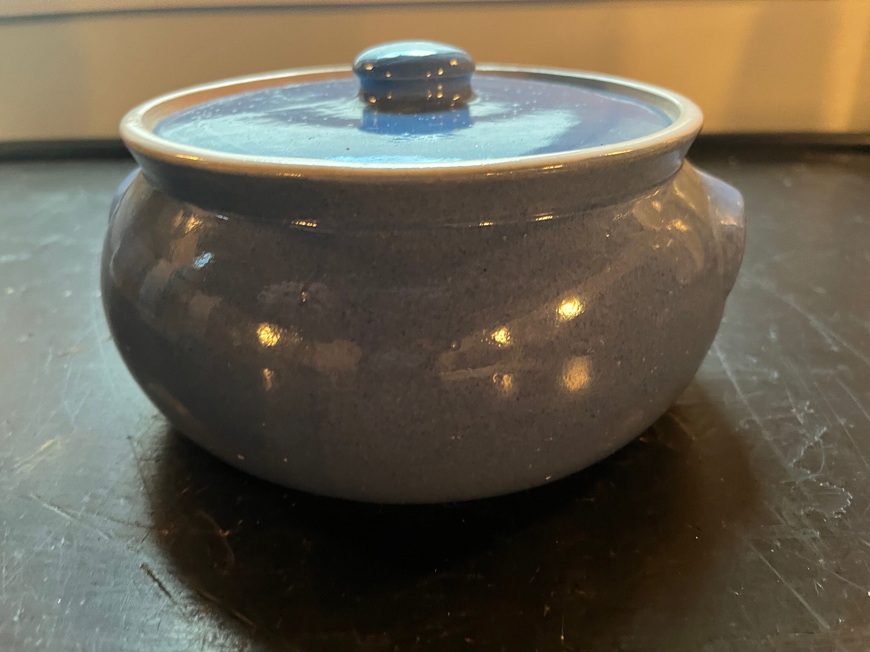 UHL Blue Pottery Stoneware Bean Pot Covered Casserole - Etsy