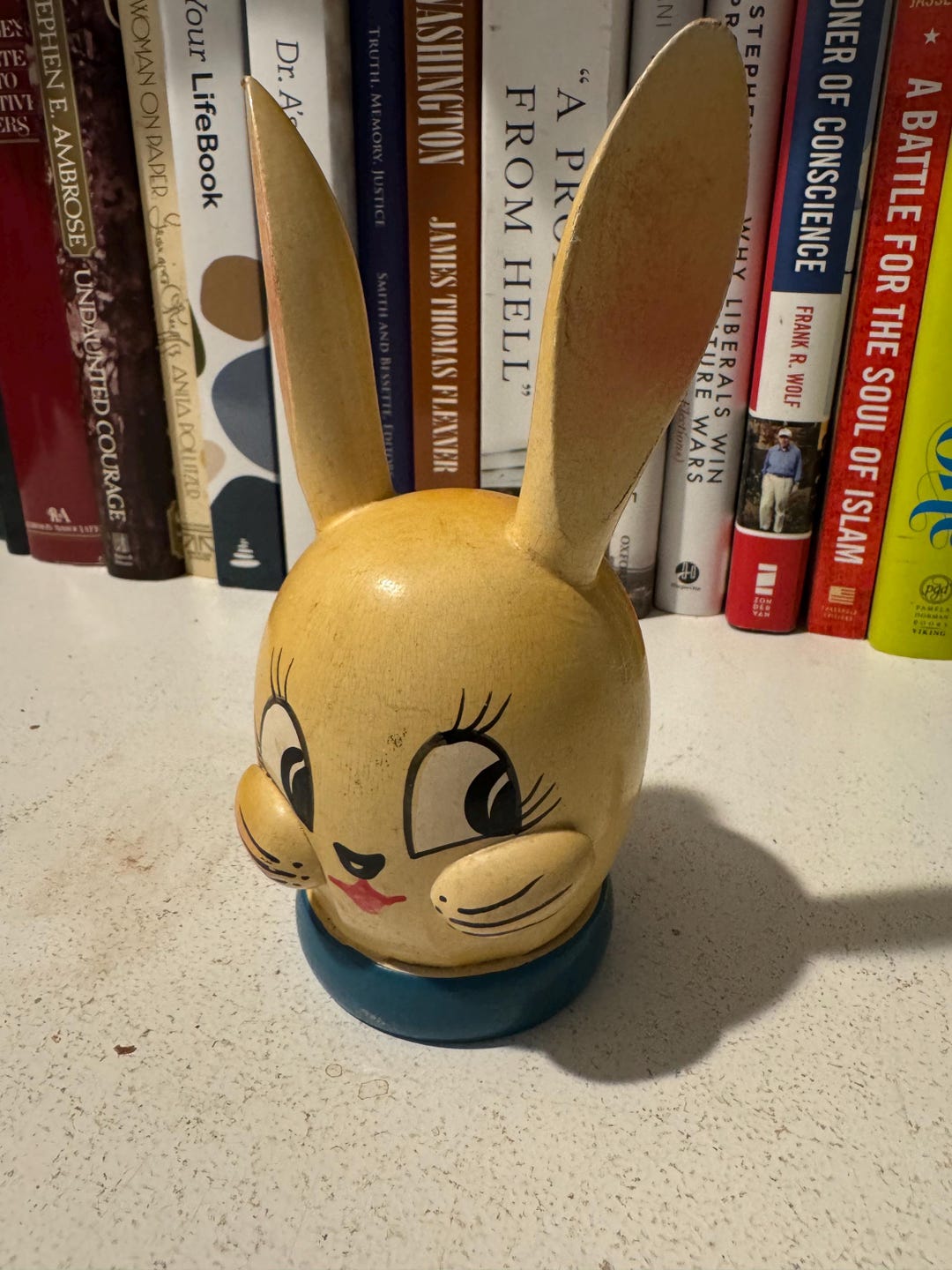 Rabbit Wood Folk Art Bank Child's Bank Bunny Bank - Etsy