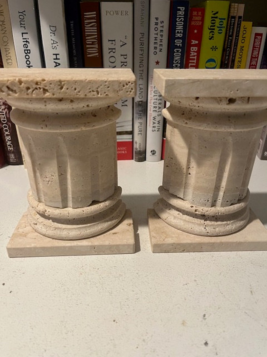 ROMAN COLUMN Carved Travertine Stone Bookends - Etsy