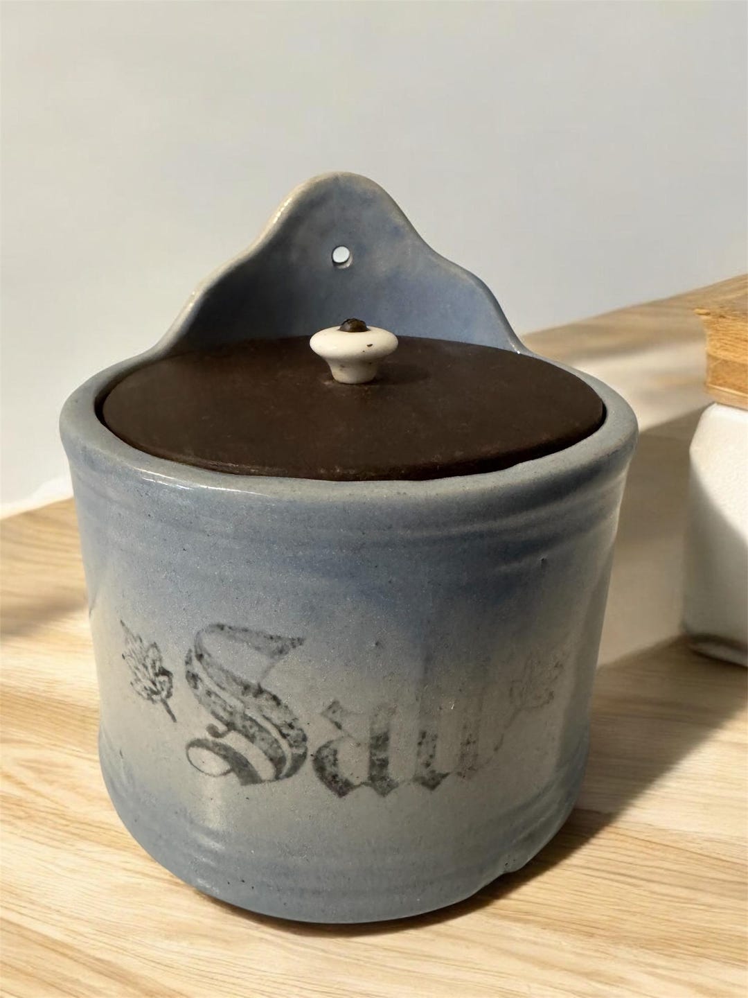 Antique Salt Crock Blue and White Stoneware - Etsy