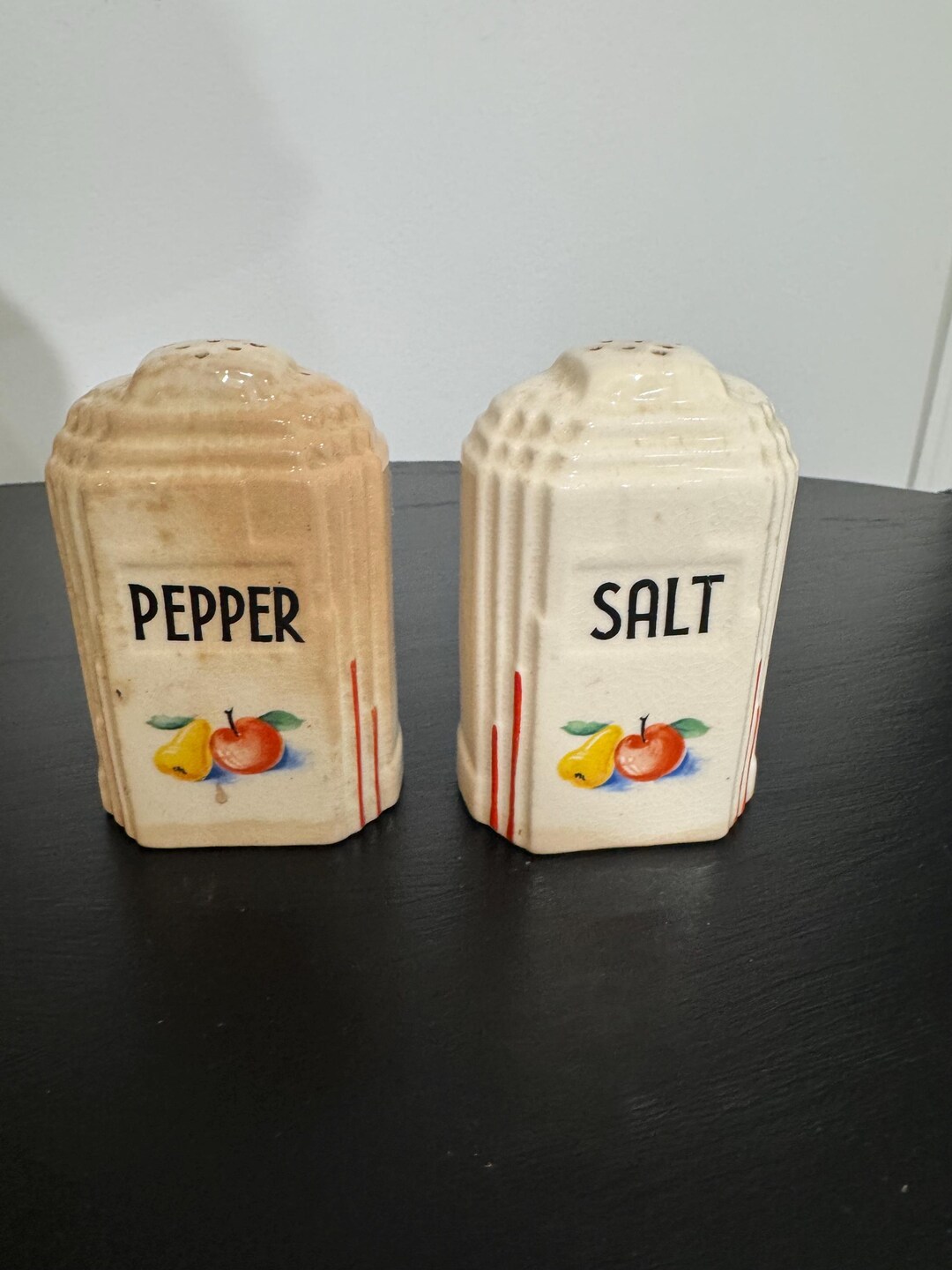 Vintage Cronin Pottery Salt and Pepper Shakers Art Deco Fruit Decal ...