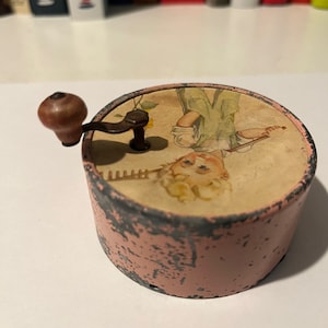 Antique SWISS Tin Toy MUSIC BOX Wind up Girl With Rake - Etsy