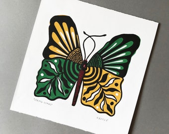 Butterfly linocut | Etsy