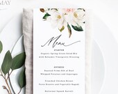 Magnolia Wedding Menu Template Green Eucalyptus Menu - Etsy