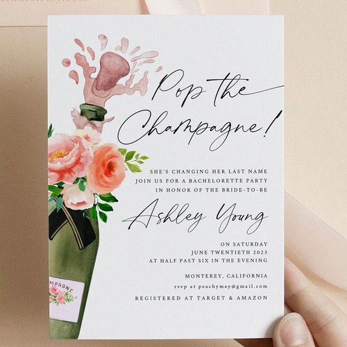 Editable Pop the Champagne Bridal Shower Invitation Shes - Etsy