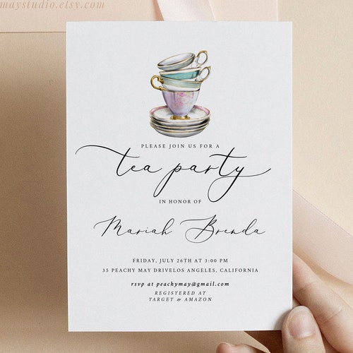 Time for Tea Party Invitation Template DIY Birthday Invite - Etsy