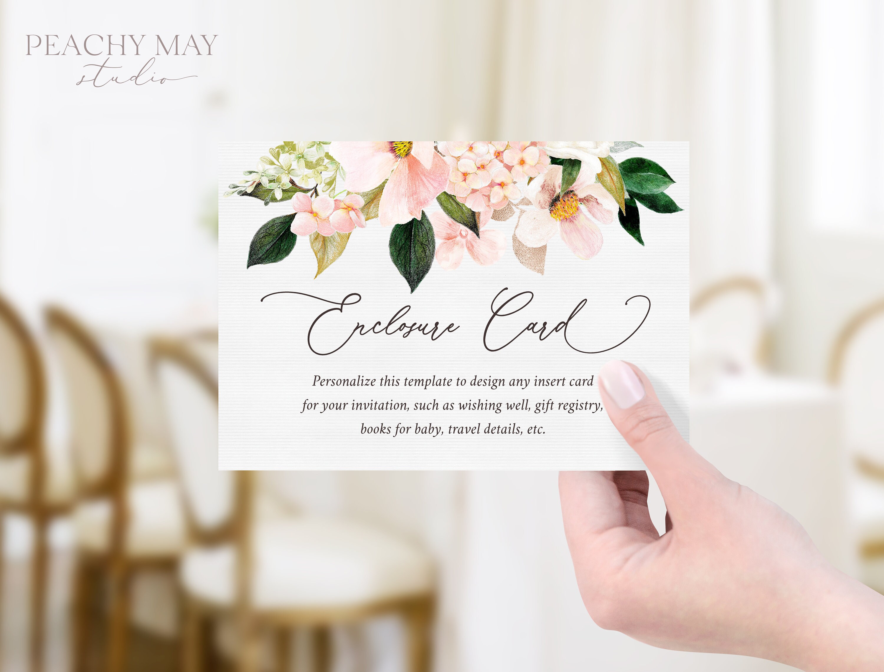 Floral Enclosure Card Template Printable Greenery Insert | Etsy