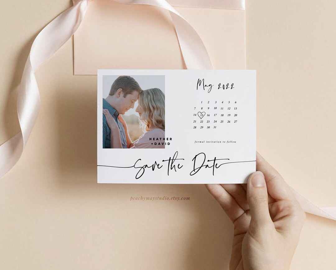 Save the Date Template Calendar Save the Date With Pictures - Etsy