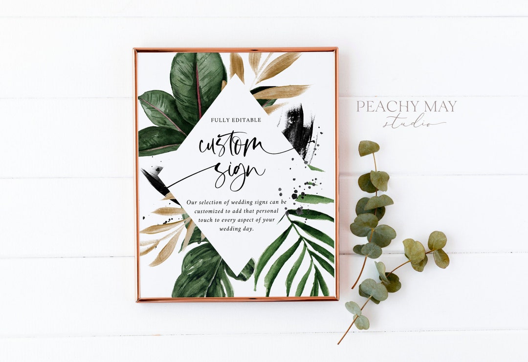 Tropical Custom Sign Template Custom Wedding Sign Template, Instant ...