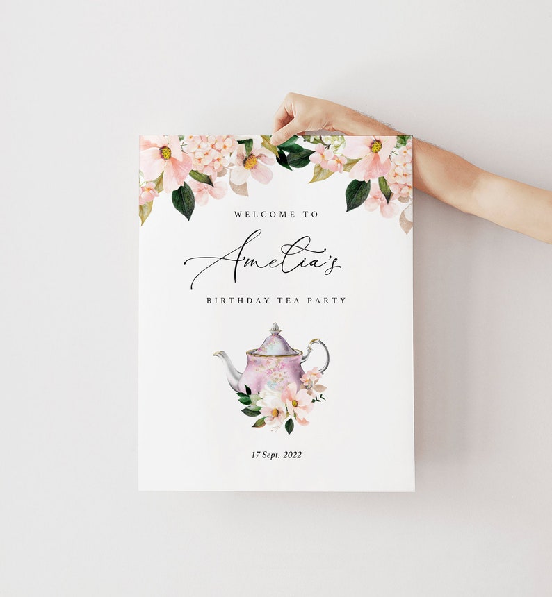 Birthday Party Welcome Sign Template Tea Party Welcome Sign - Etsy